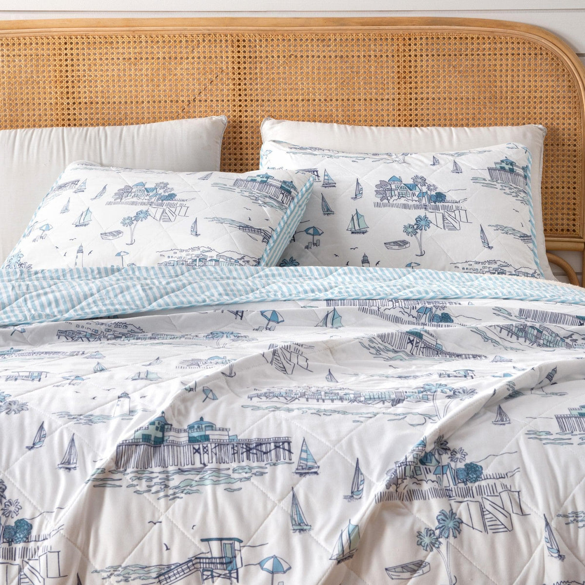 Coastal Toile Quilt Set | Cape Elizabeth Collection by Great Bay Home